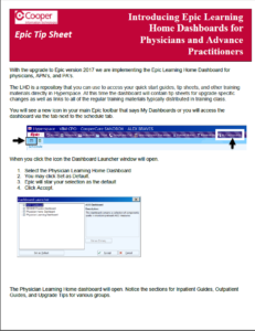 Introducing Epic Learning Home Dashboards – Connect the Docs