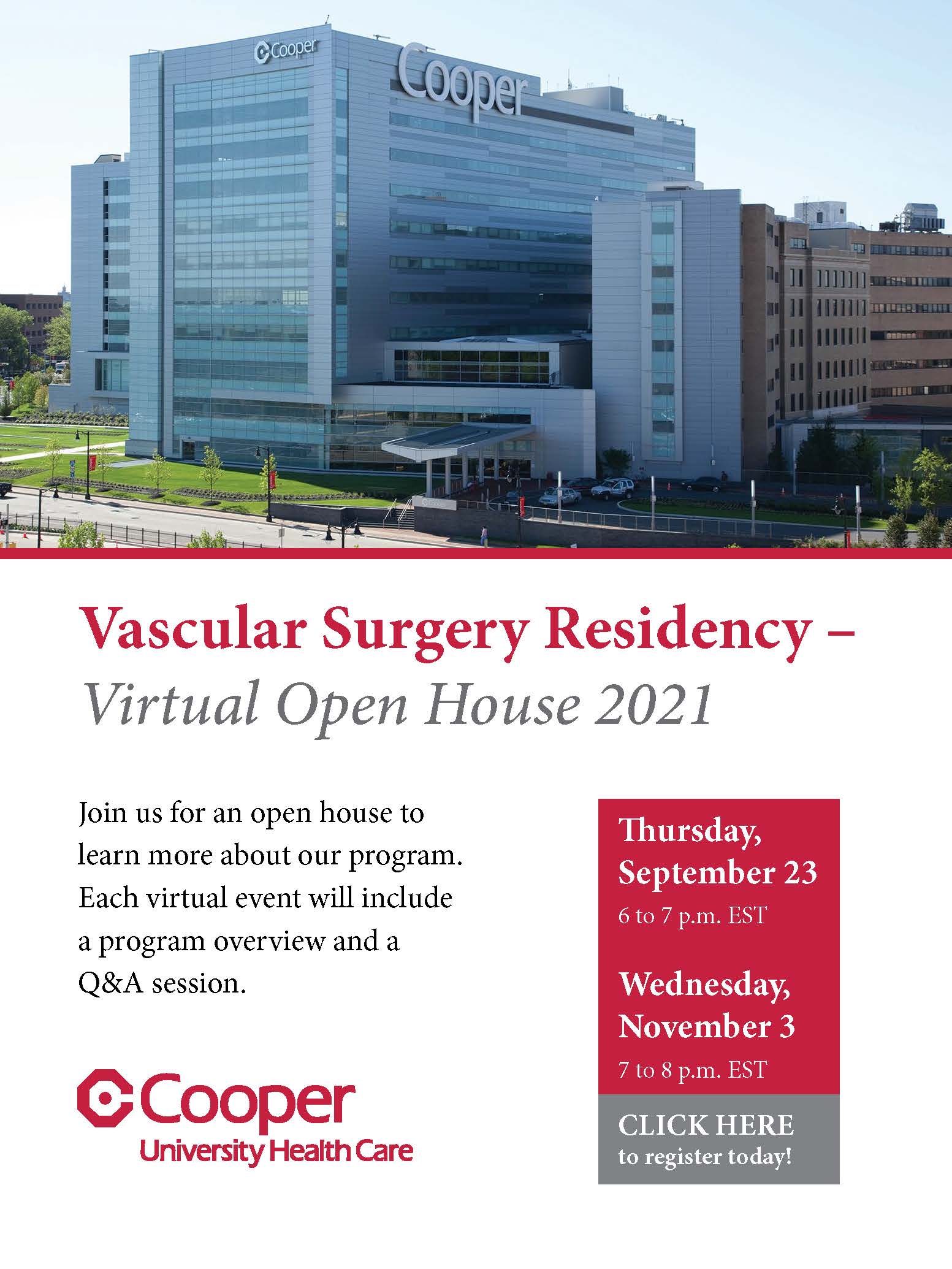 Join Us November 3 For a Vascular Surgery Residency Virtual Open House