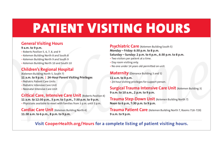 Update to Cooper Visiting Hours Policy - Inside Cooper